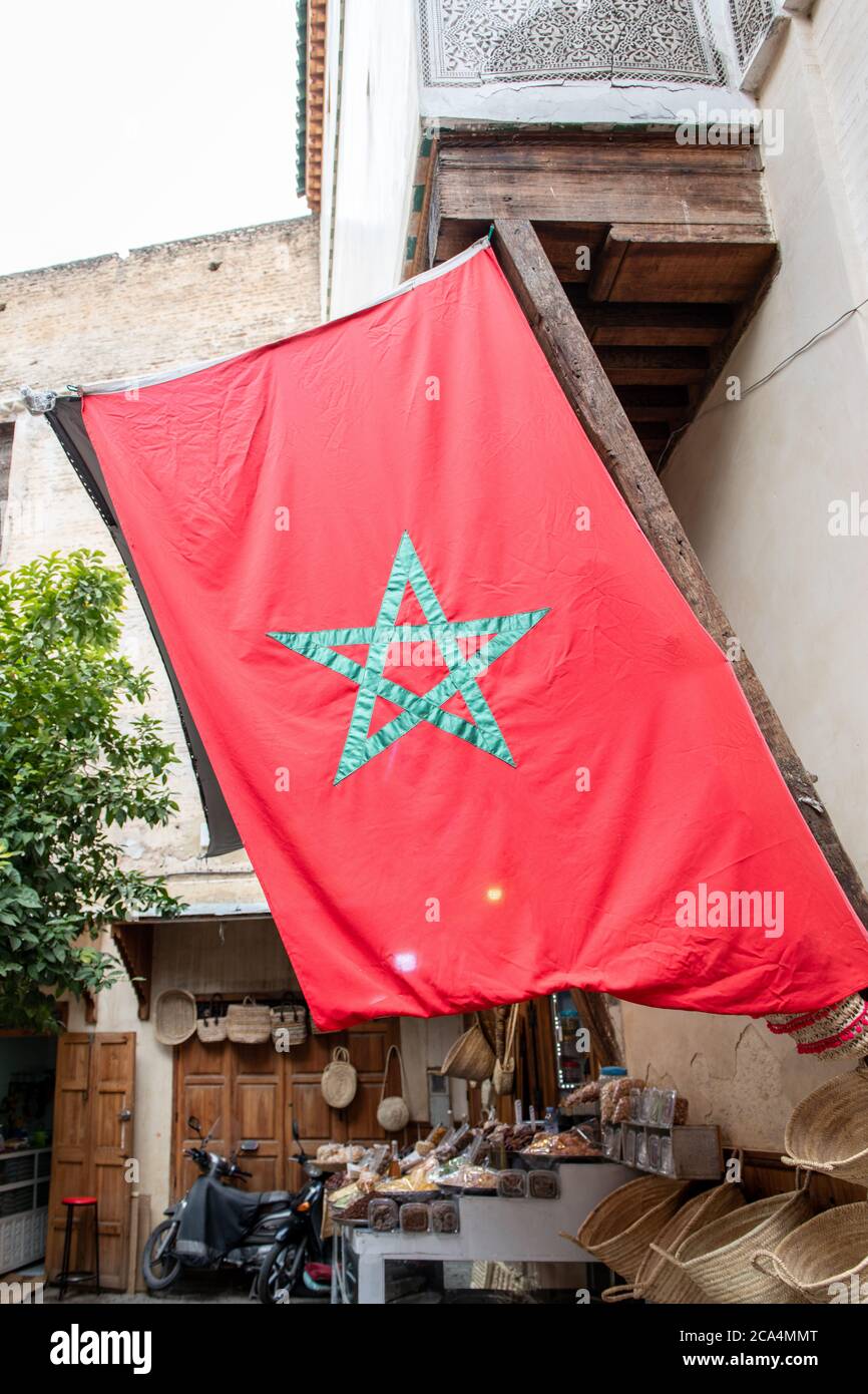 Moroccan flag red green pentagram Banque de photographies et d’images à ...