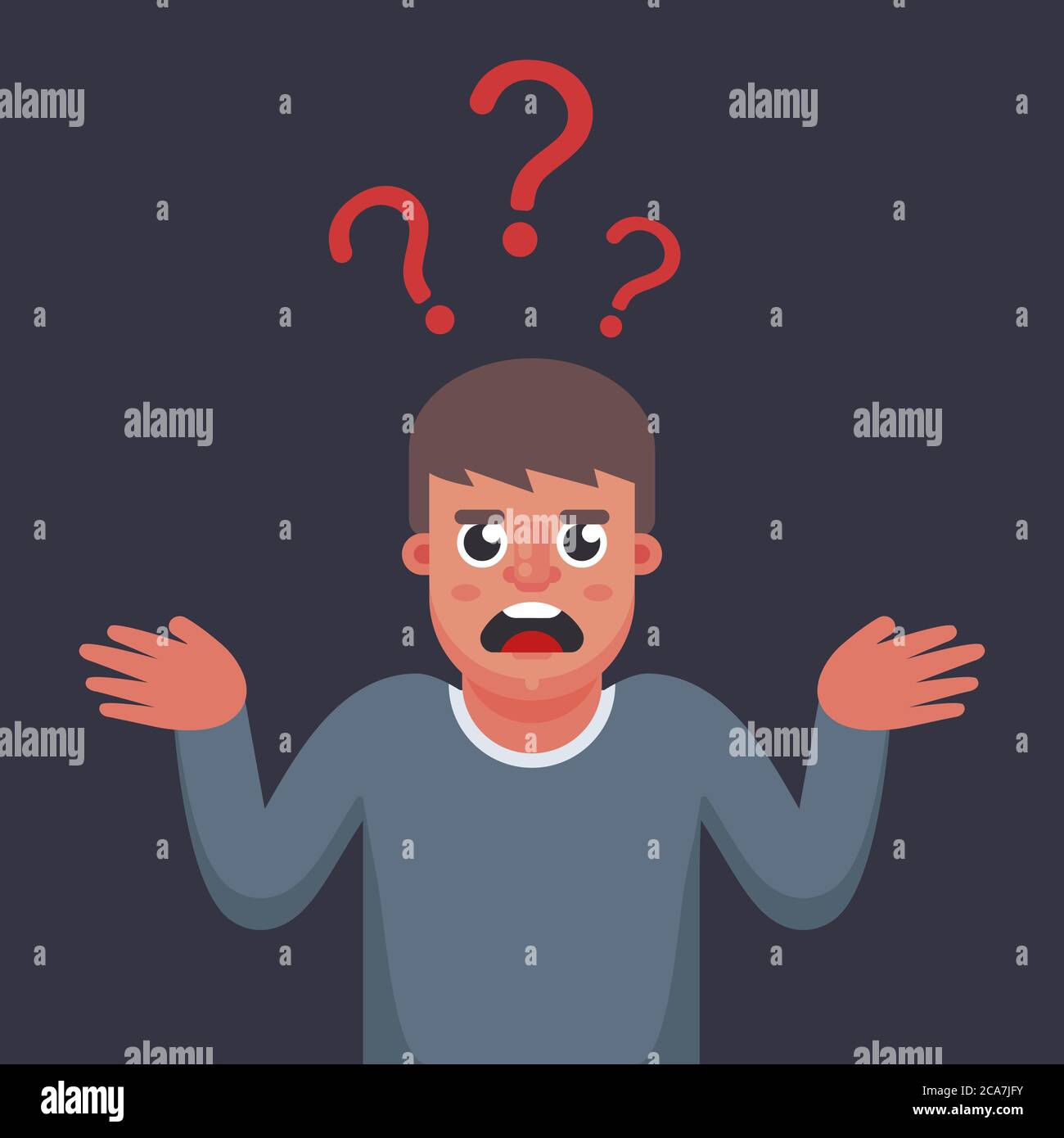l'homme est perplexe ne connaît pas la réponse à la question. point d ...