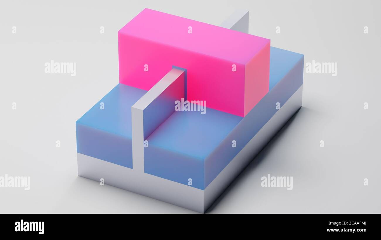 Rendu 3D DU transistor FINFET. Transistor FET fin utilisé pour la ...