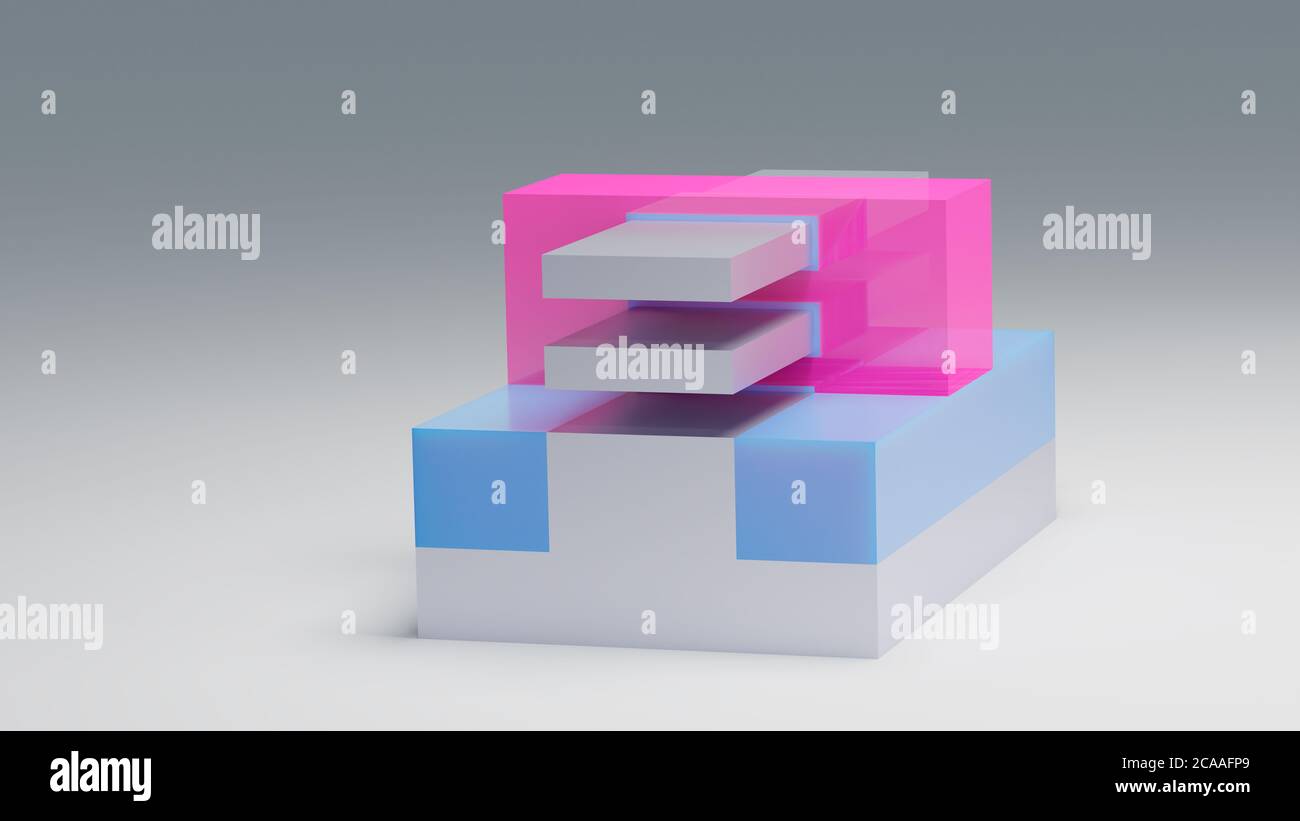 Modèle de rendu 3D à transistor MBCCET (nanocapsule, nano feuille, nano ...