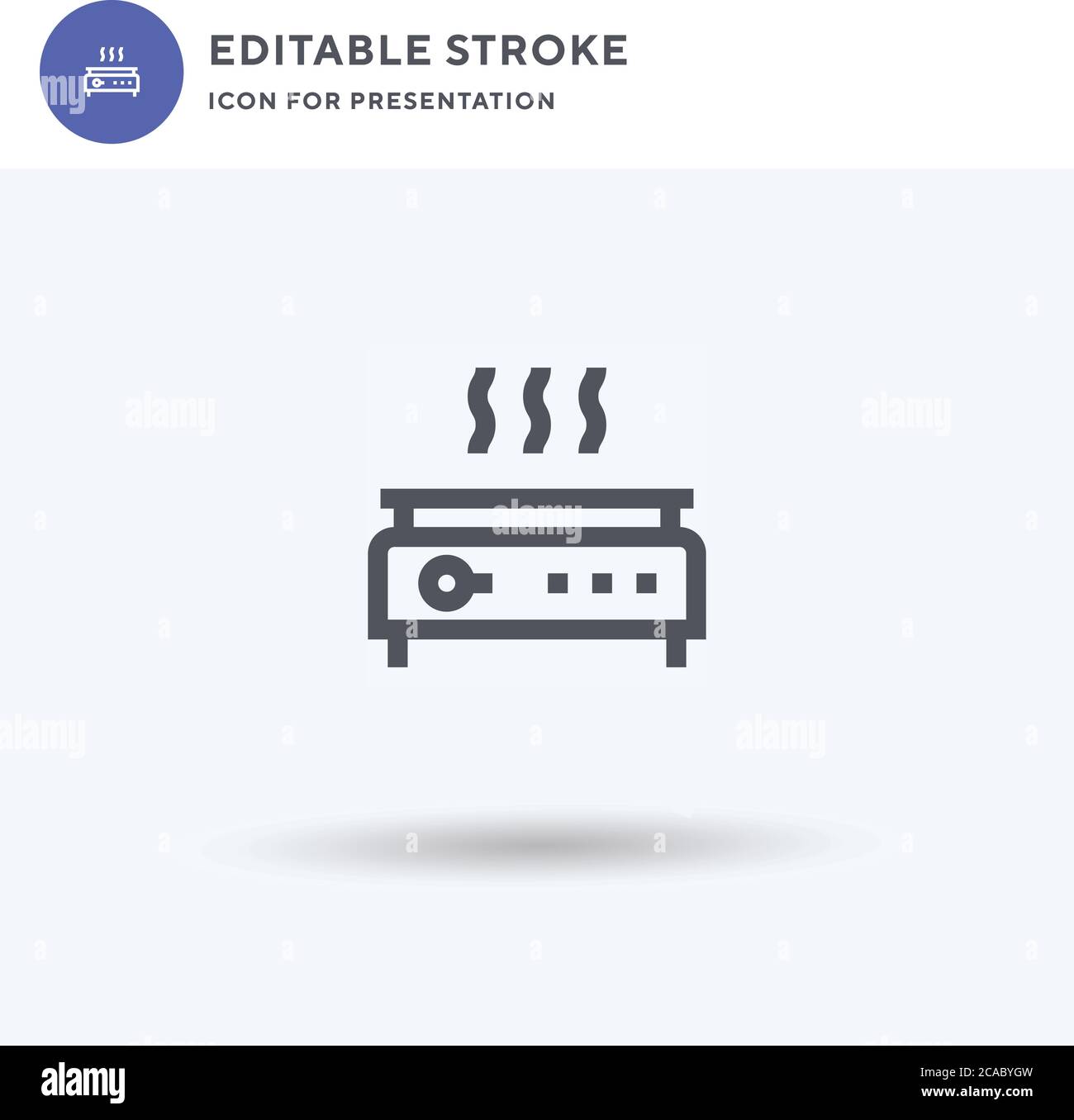 Symbole de cuisson, signe plat rempli, pictogramme solide isolé sur ...