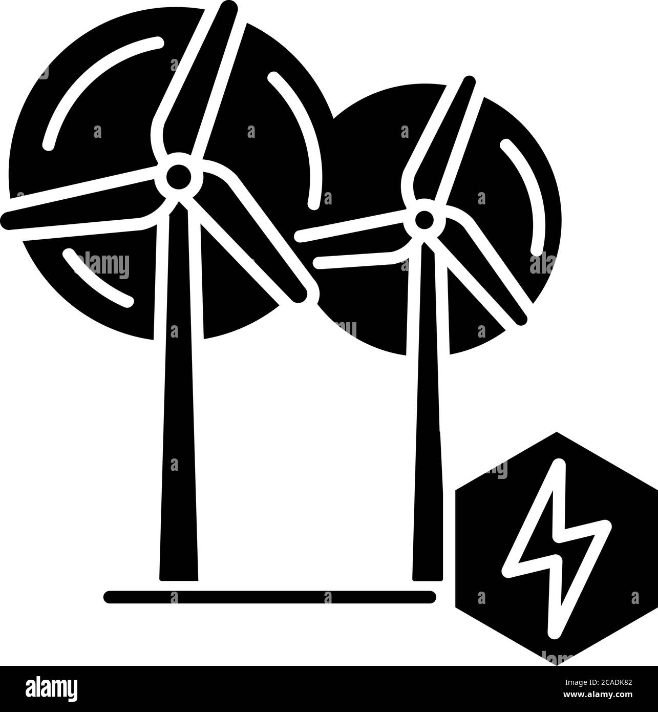 Icône de glyphe noire de la centrale éolienne. Symbole de silhouette de ...