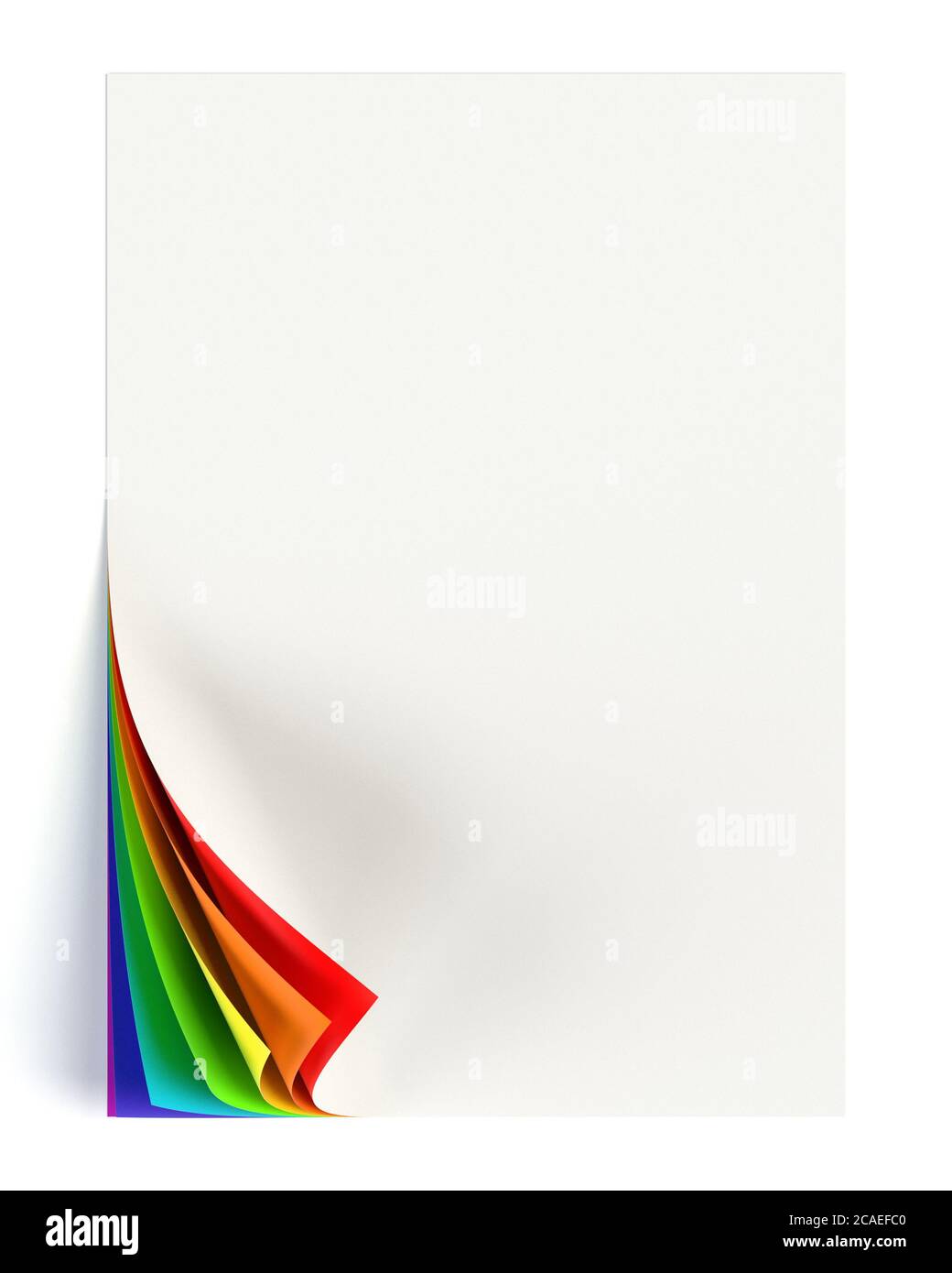 Maquette de document blanc avec coin en forme de courbe de couleur arc ...