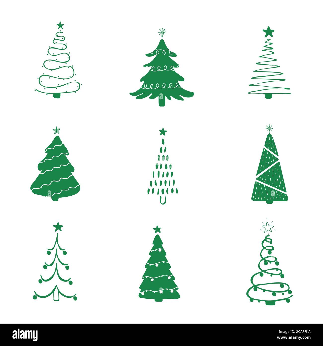 Ensemble d'icônes de noël vertes. Symbole Noël, collection de ...