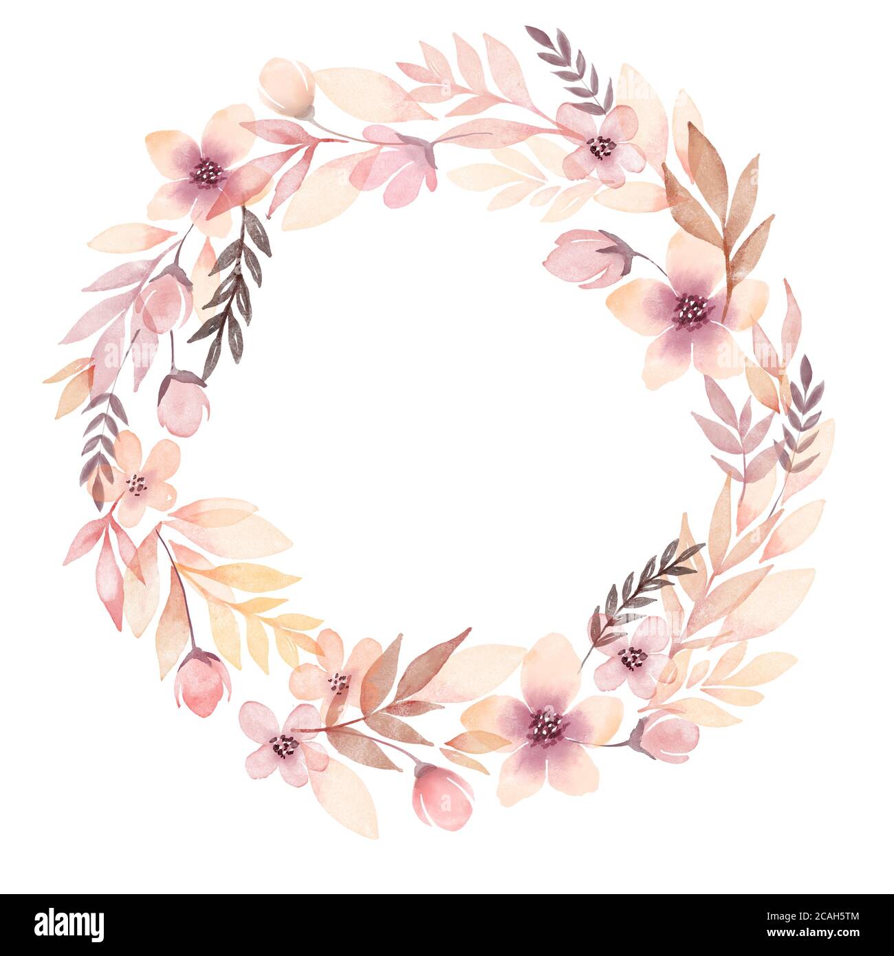 Couronne fleur aquarelle rose Banque de photographies et d’images à ...