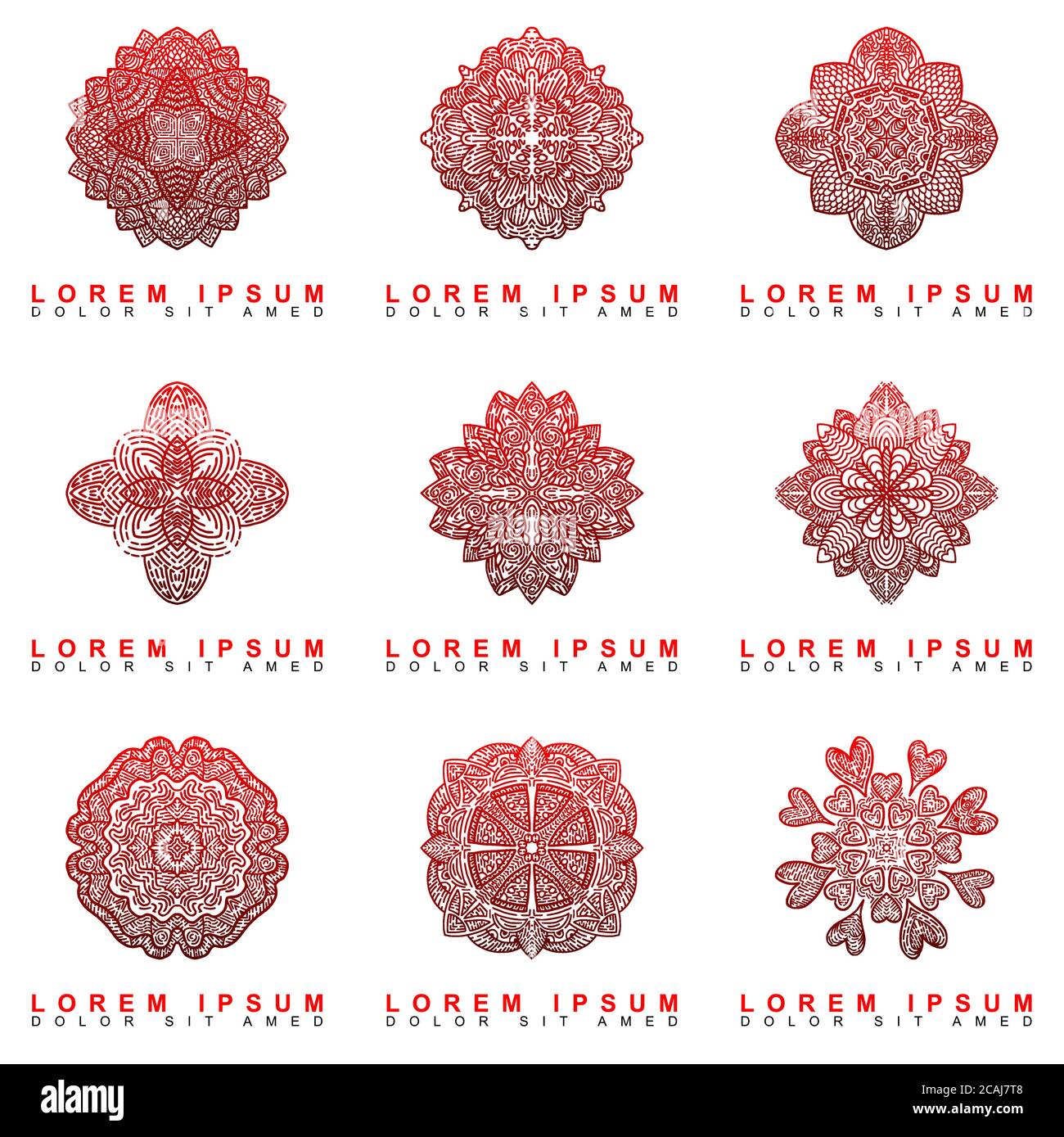 Fleur ronde décorative isolée sur fond blanc. Cadre noir mandala ...