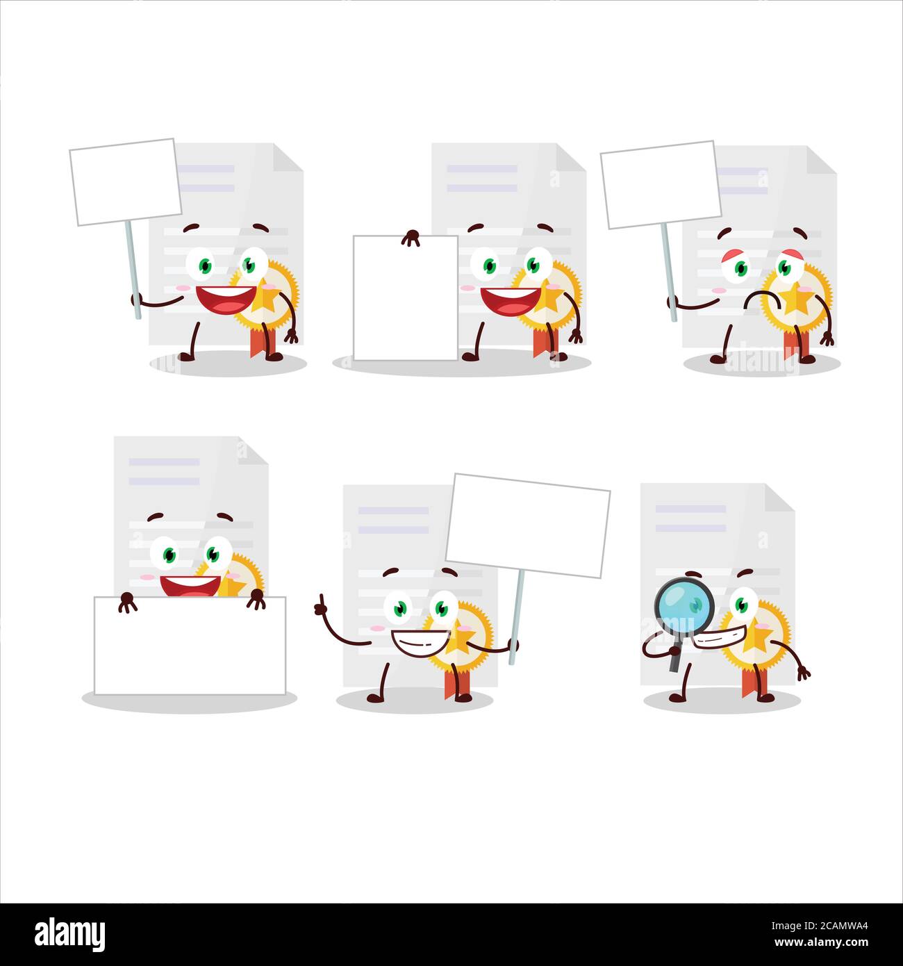 Le personnage de dessin animé du diplôme de récompense apporte un ...