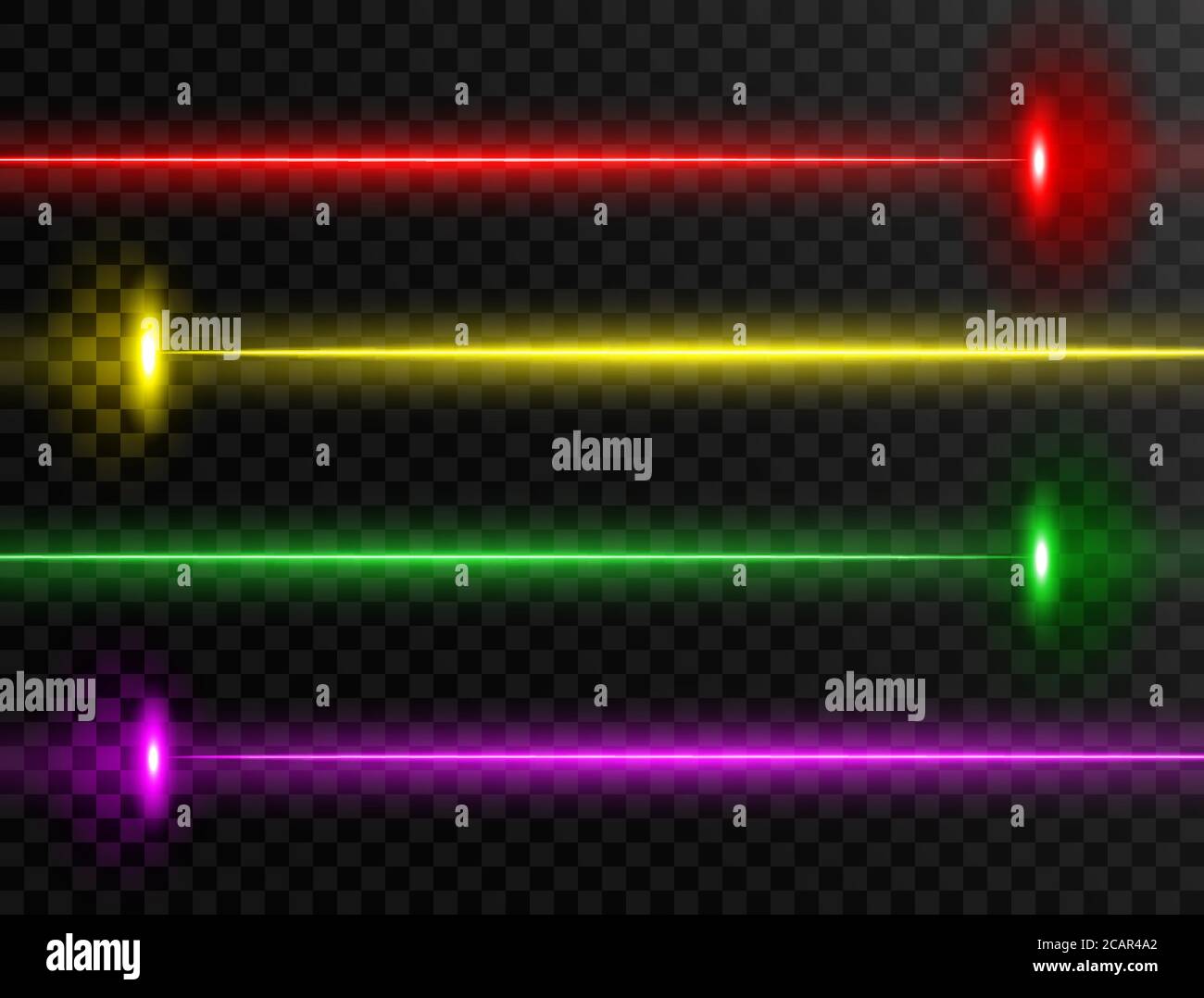 Faisceau laser défini. Collection de faisceaux laser colorés isolée sur ...