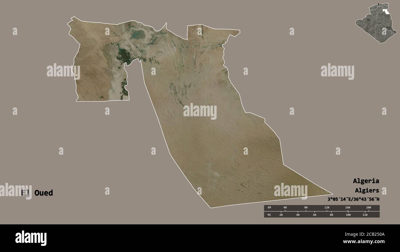 Forme d'El Oued, province d'Algérie, avec sa capitale isolée sur fond ...