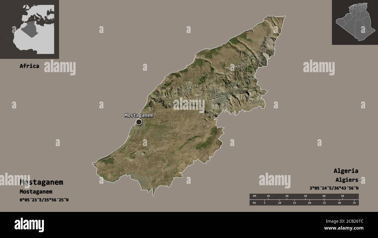 Forme de Mostaganem, province d'Algérie, et sa capitale. Echelle de ...