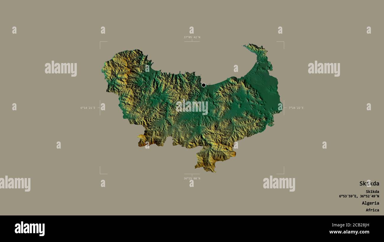 Région de Skikda, province d'Algérie, isolée sur fond solide dans une ...