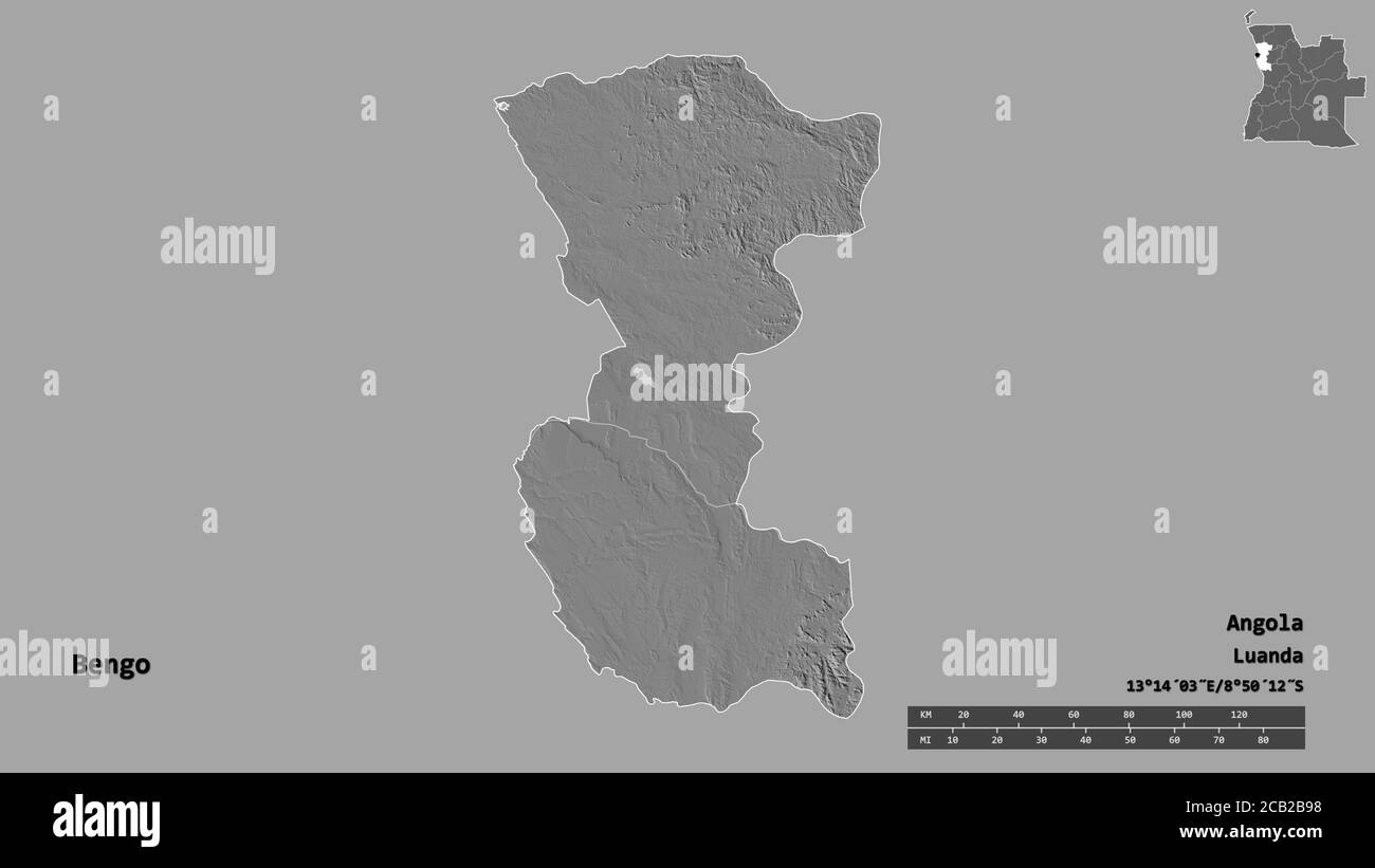 Forme de Bengo, province d'Angola, avec sa capitale isolée sur fond ...