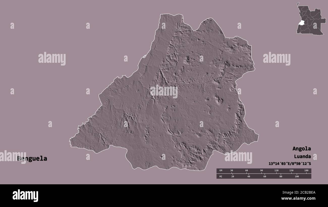 Forme de Benguela, province d'Angola, avec sa capitale isolée sur fond ...