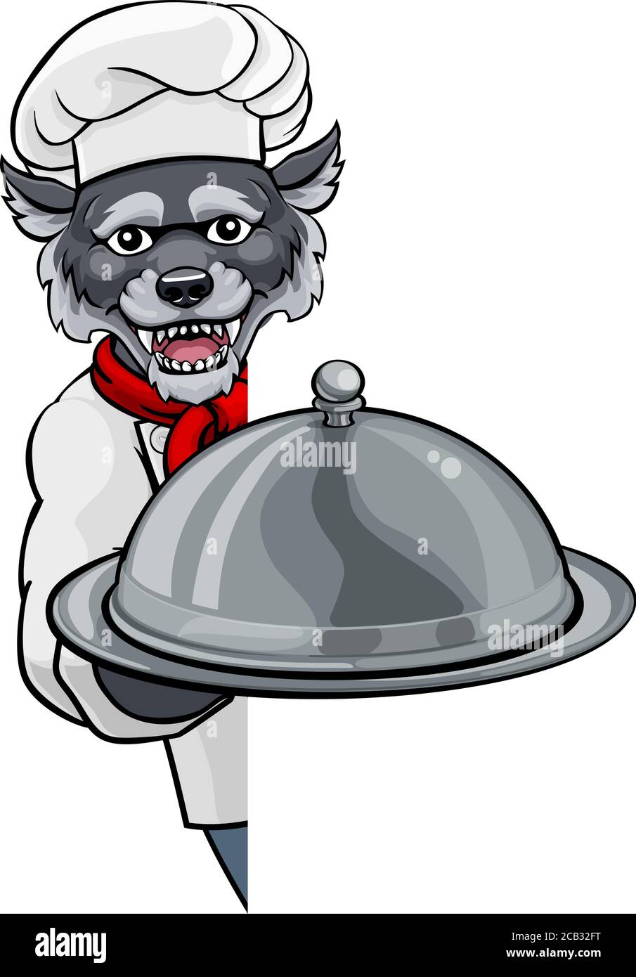 Le Chef Loup Mascot Signe Le Personnage De Dessin Animé Image ...