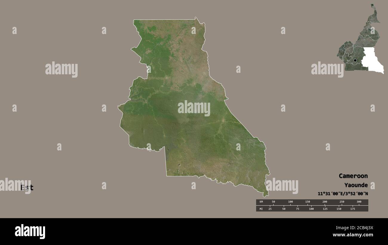 Forme de l'est, région du Cameroun, avec sa capitale isolée sur fond ...