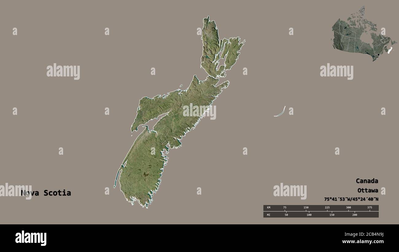 Forme de la Nouvelle-Écosse, province du Canada, avec sa capitale ...