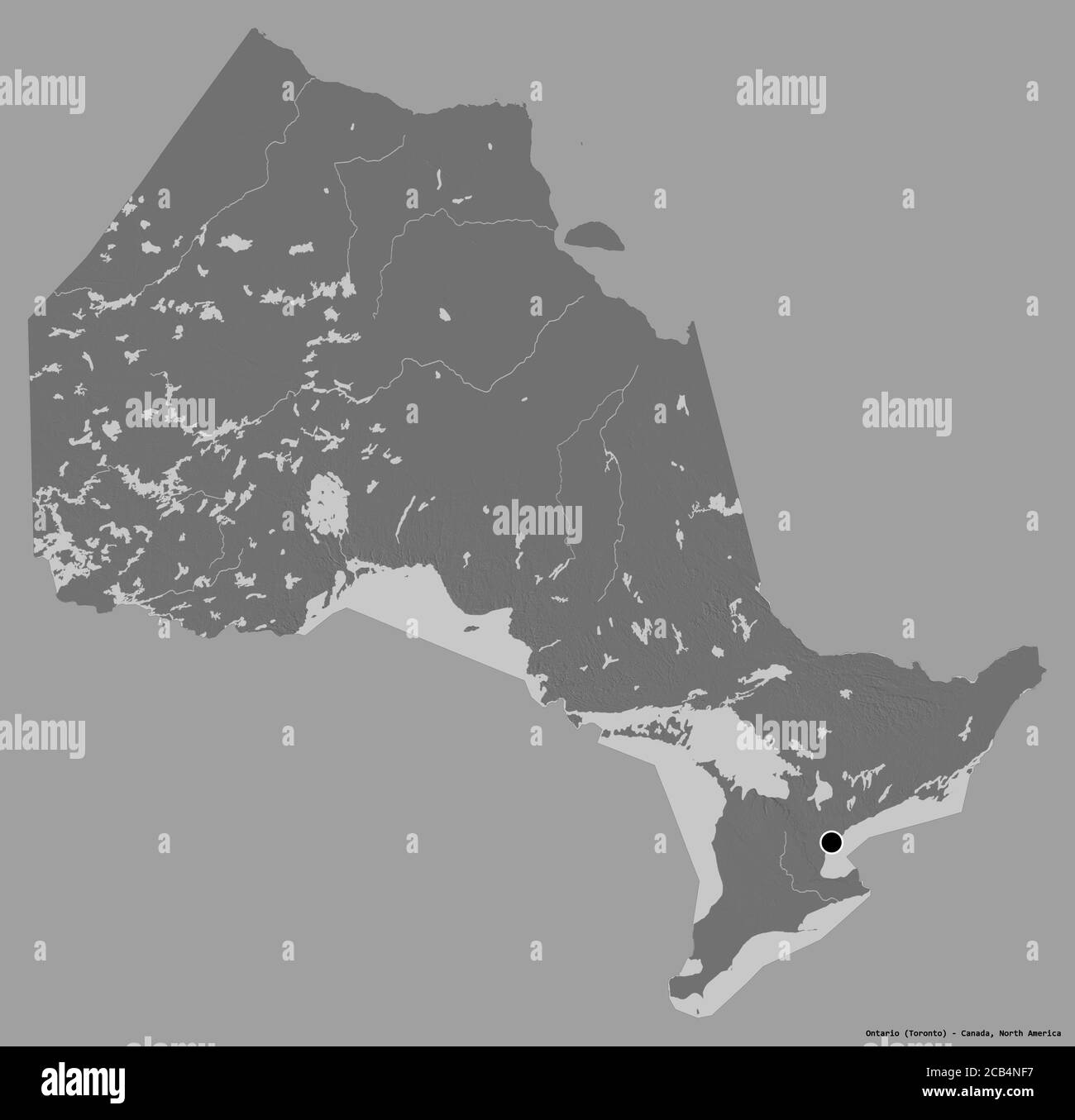 Forme de l'Ontario, province du Canada, avec sa capitale isolée sur un ...