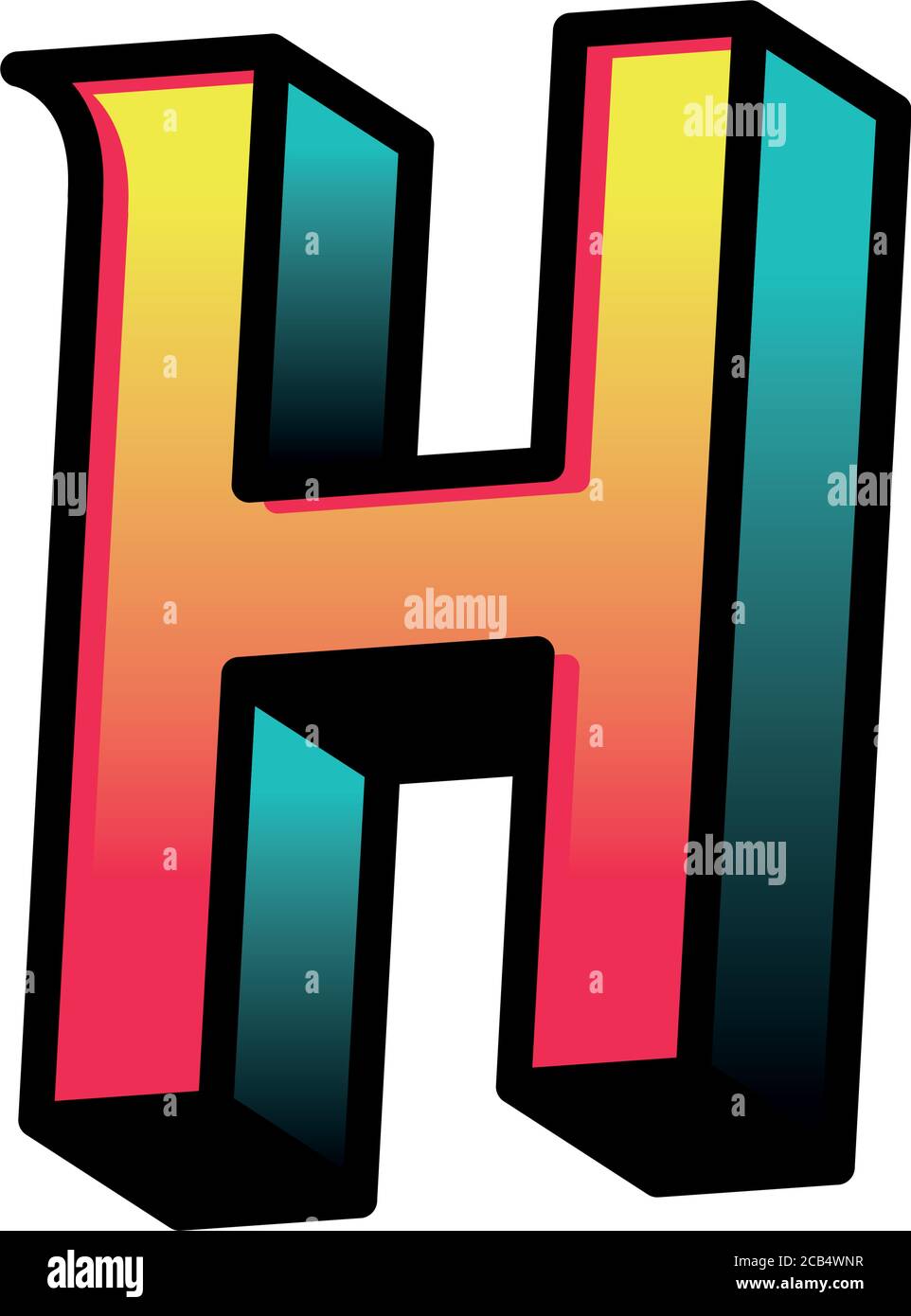 motif lettre H 3d, typographie rétro lettrage et illustration ...