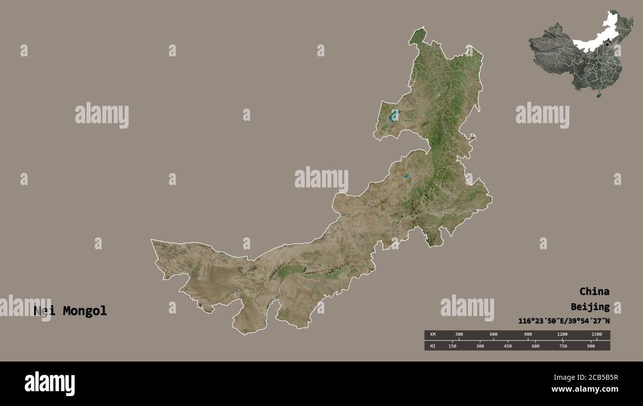 Forme de Nei Mongol, région autonome de la Chine, avec sa capitale ...
