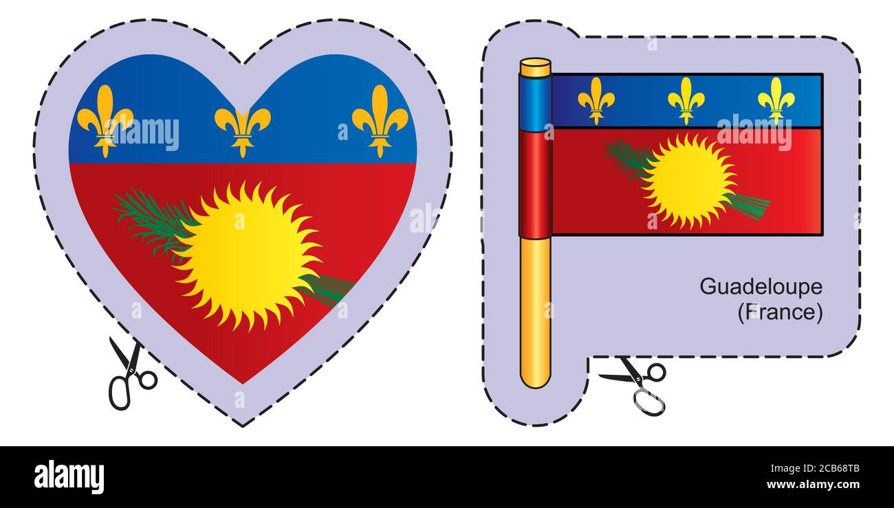 Drapeau de la Guadeloupe. Région et département d'outre-mer de France ...