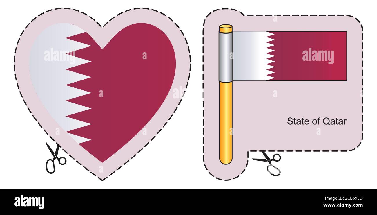Drapeau du Qatar. Symbole de coupe vectorielle ici, isolé sur blanc ...