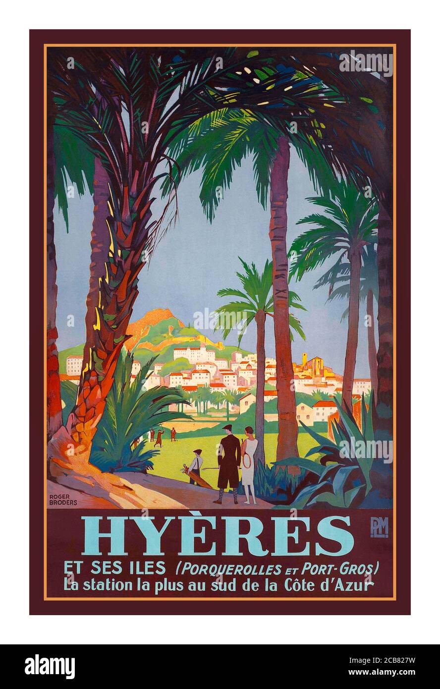 Affiche de voyage vintage hyeres plm Banque de photographies et d’images à haute résolution - Alamy