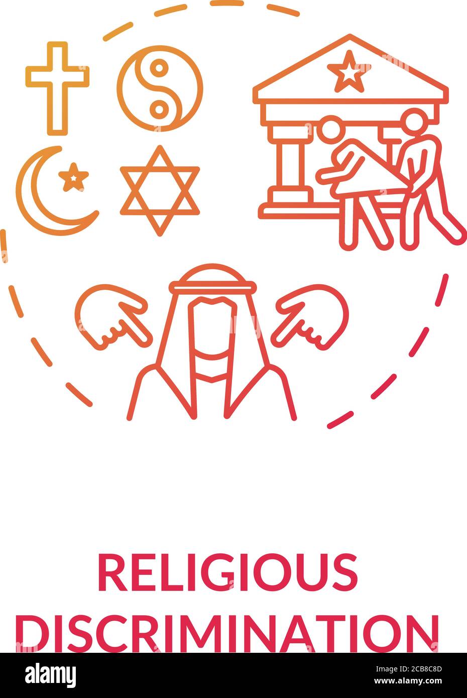 Icône de concept de discrimination religieuse. Mauvais traitement basé ...
