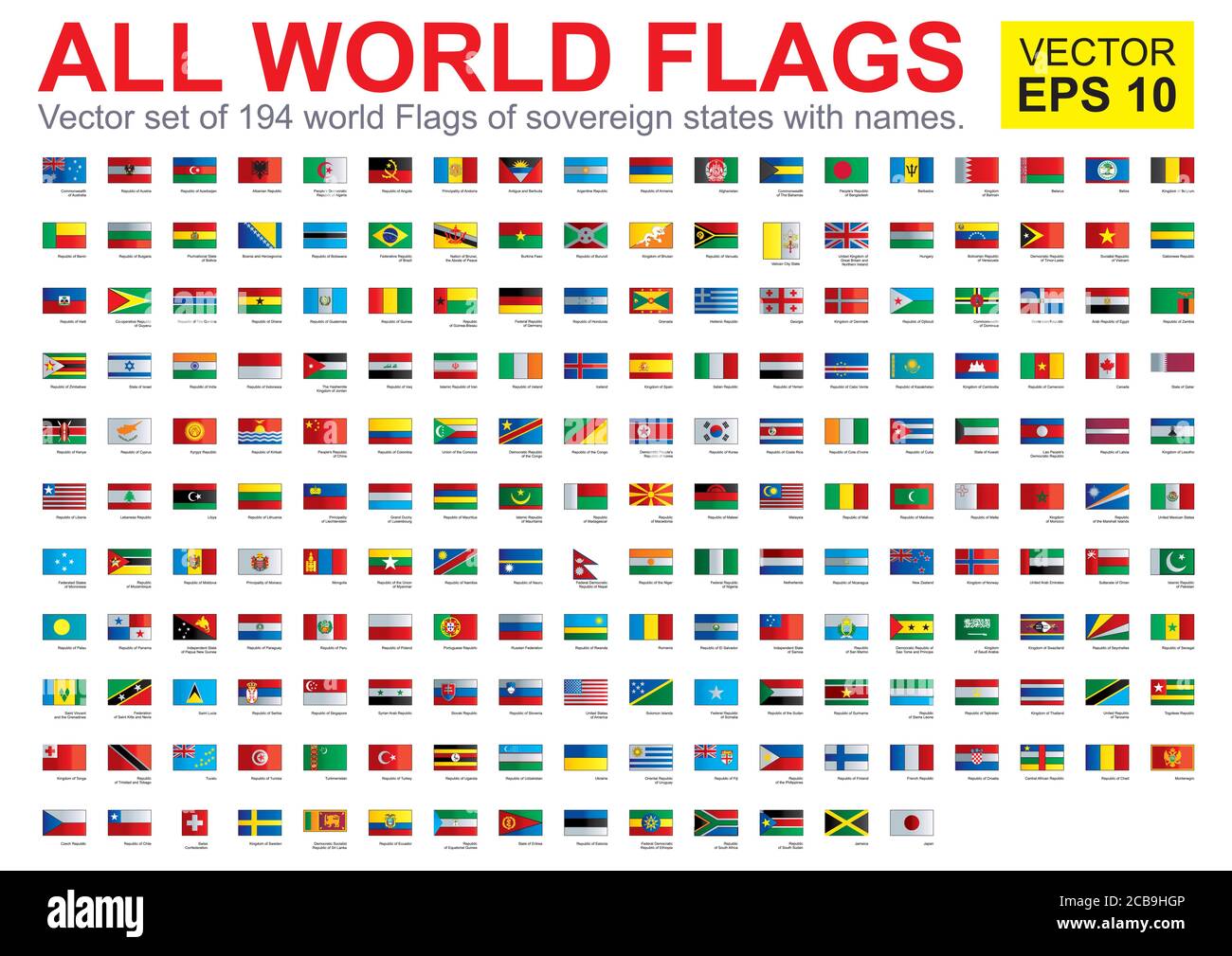 Les drapeaux de tous les pays du monde, tous les États souverains ...