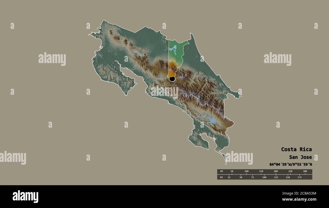 Mapa de heredia province costa rica Banque de photographies et d’images ...