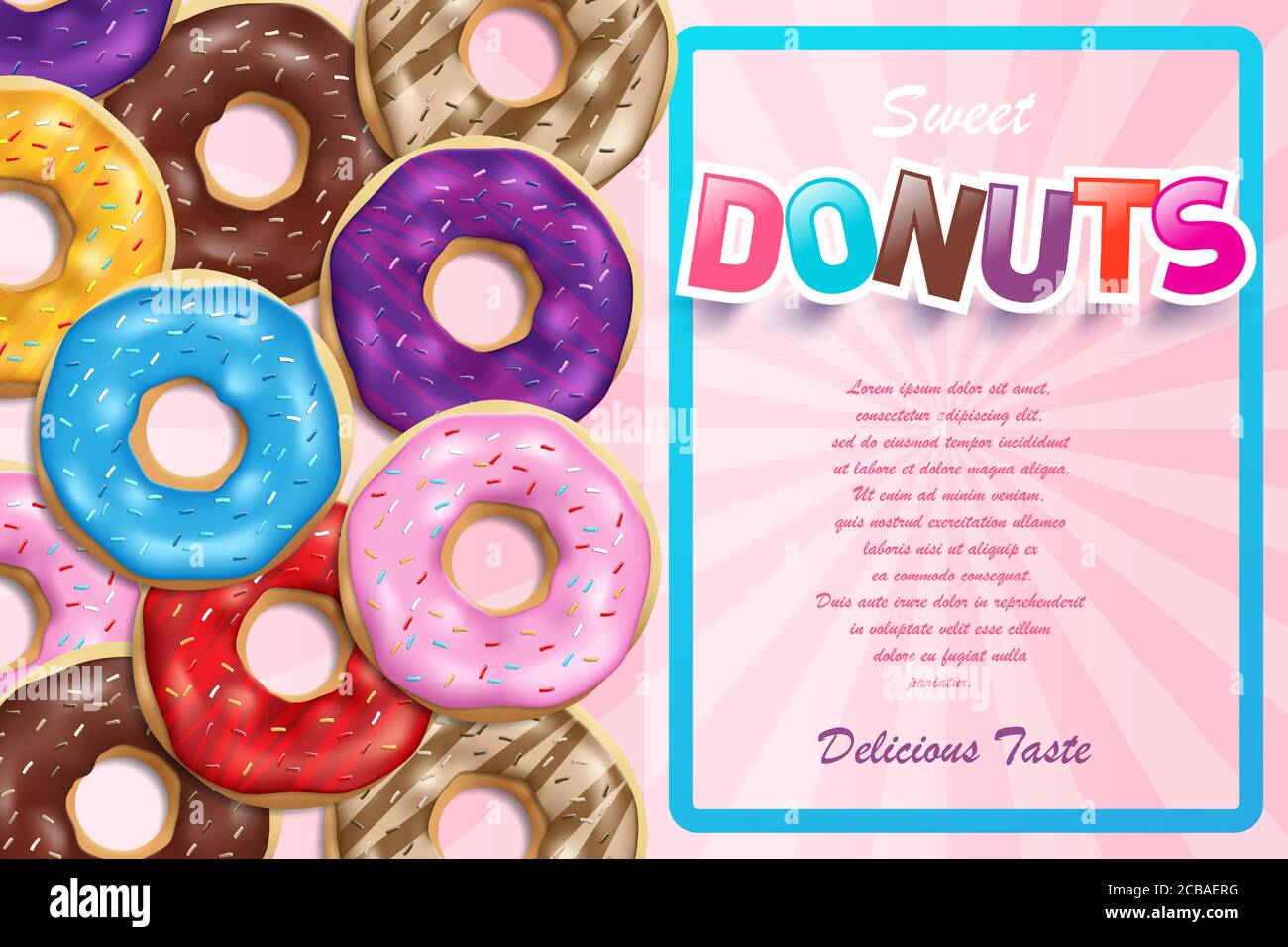 Beignets glacés colorés pour les publicités. Beignets de boulangerie ...