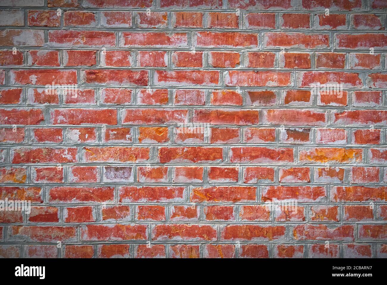Mur de briques rouges ancien rénové avec vignette. Mur de briques ...