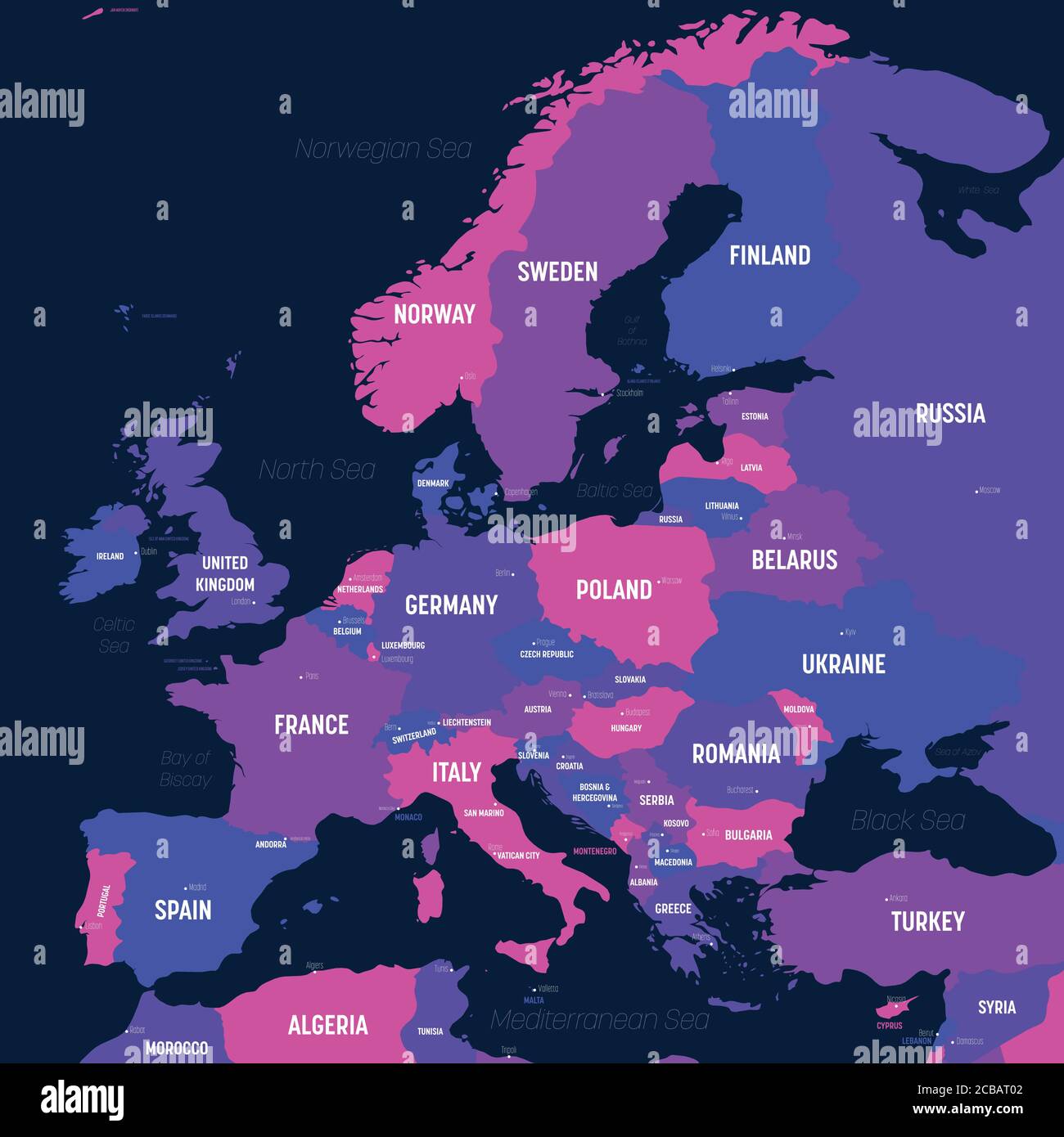 Carte de l'Europe. Carte politique détaillée du continent européen avec ...