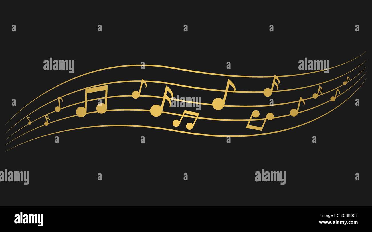 Notes de musique dorées Banque d'images vectorielles - Alamy