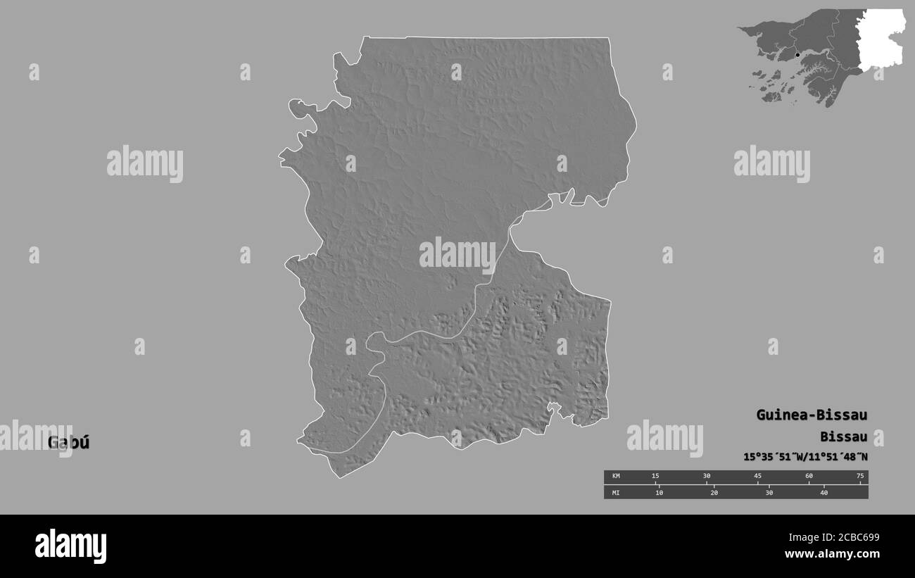 Forme de Gabú, région de Guinée-Bissau, avec sa capitale isolée sur ...