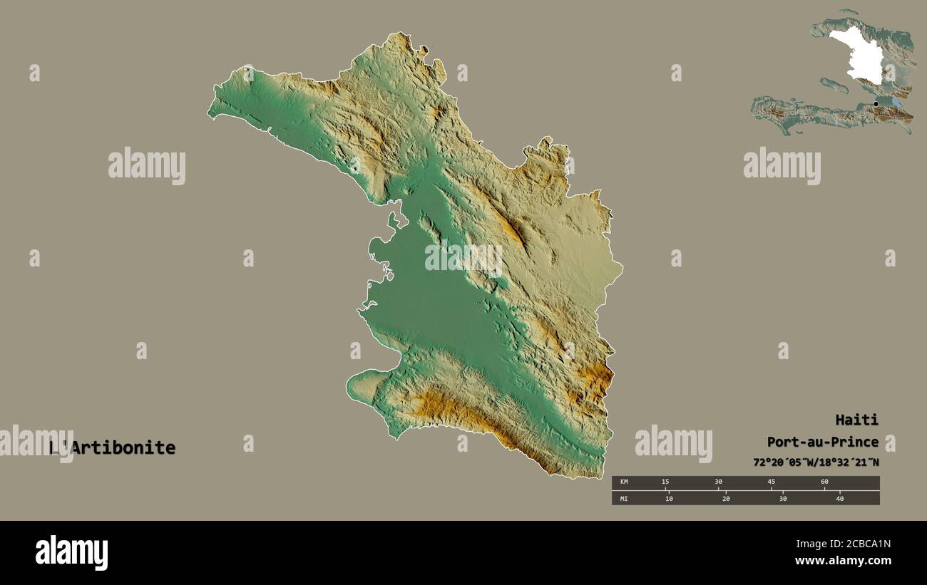 Forme de l'Artibonite, département d'Haïti, avec sa capitale isolée sur ...