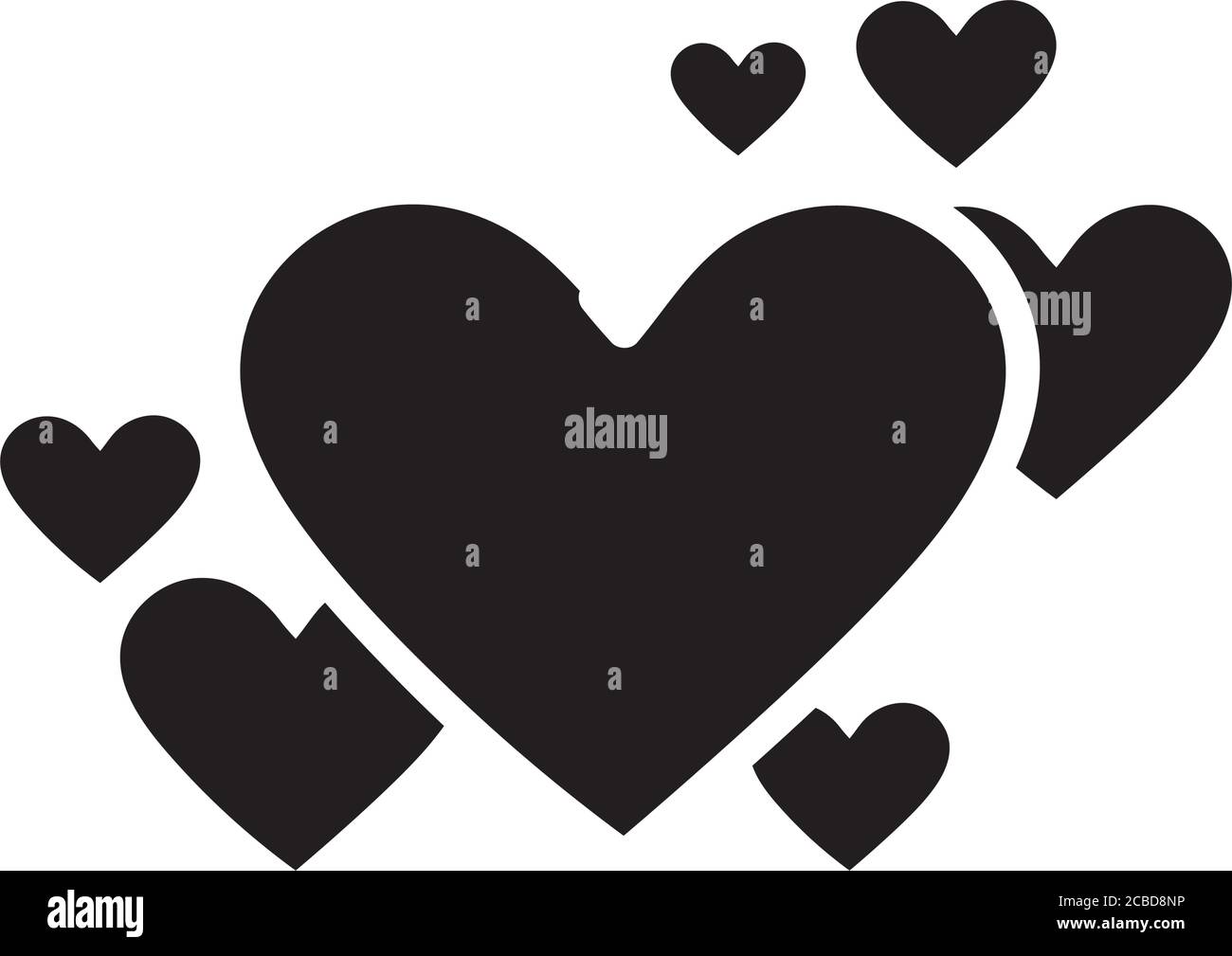 groupe de coeurs amour personnages silhouette style dessin vectoriel ...