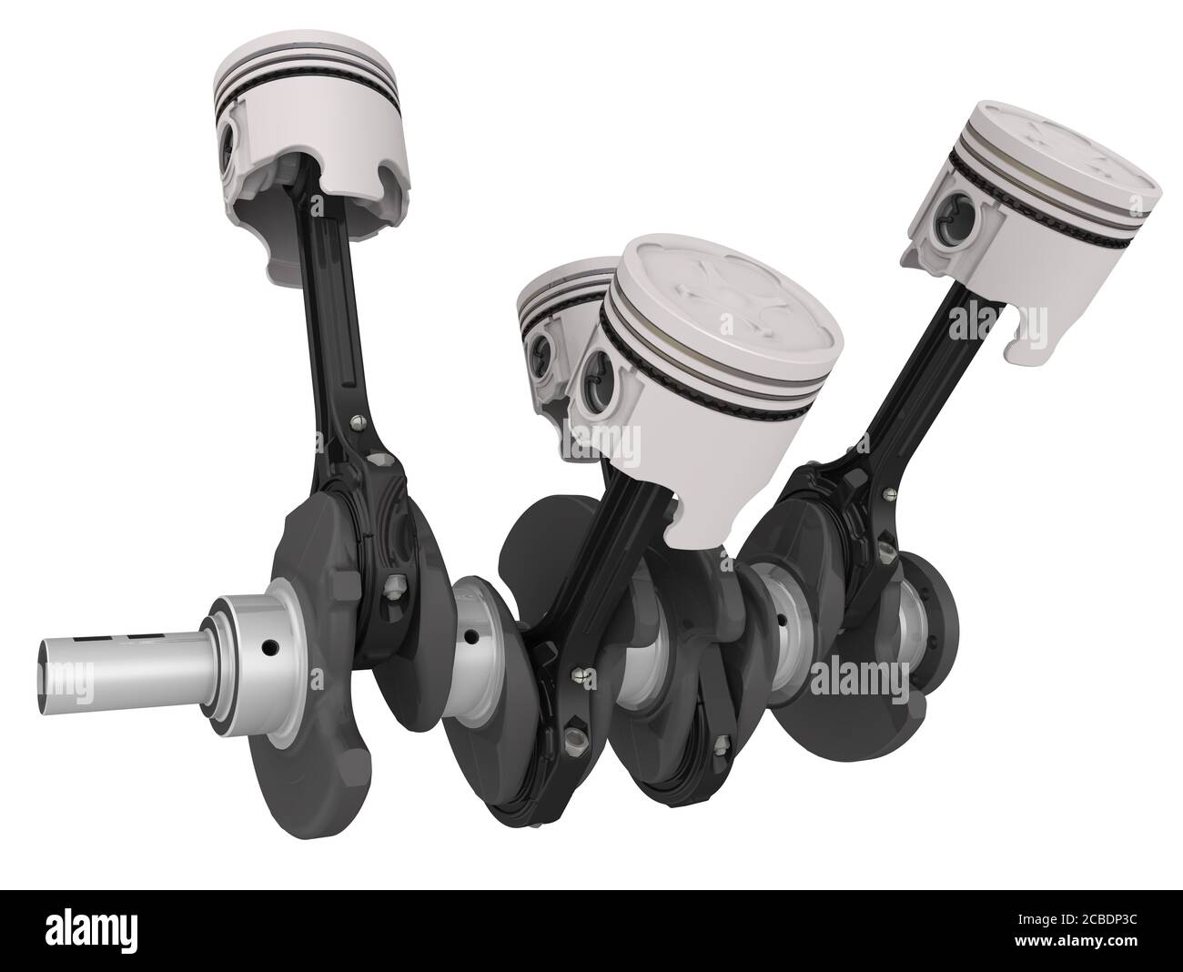 Ensemble pistons et vilebrequin du moteur. Le vilebrequin du moteur à ...