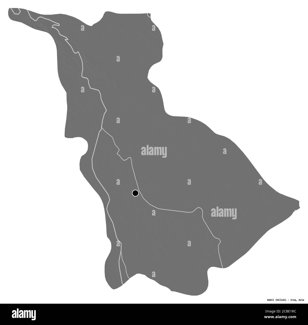 Forme de Babil, province d'Irak, avec sa capitale isolée sur fond blanc ...