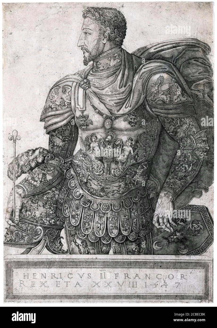 Henri II (1519-1559), roi de France, photographié à l'âge de 28 ans en ...