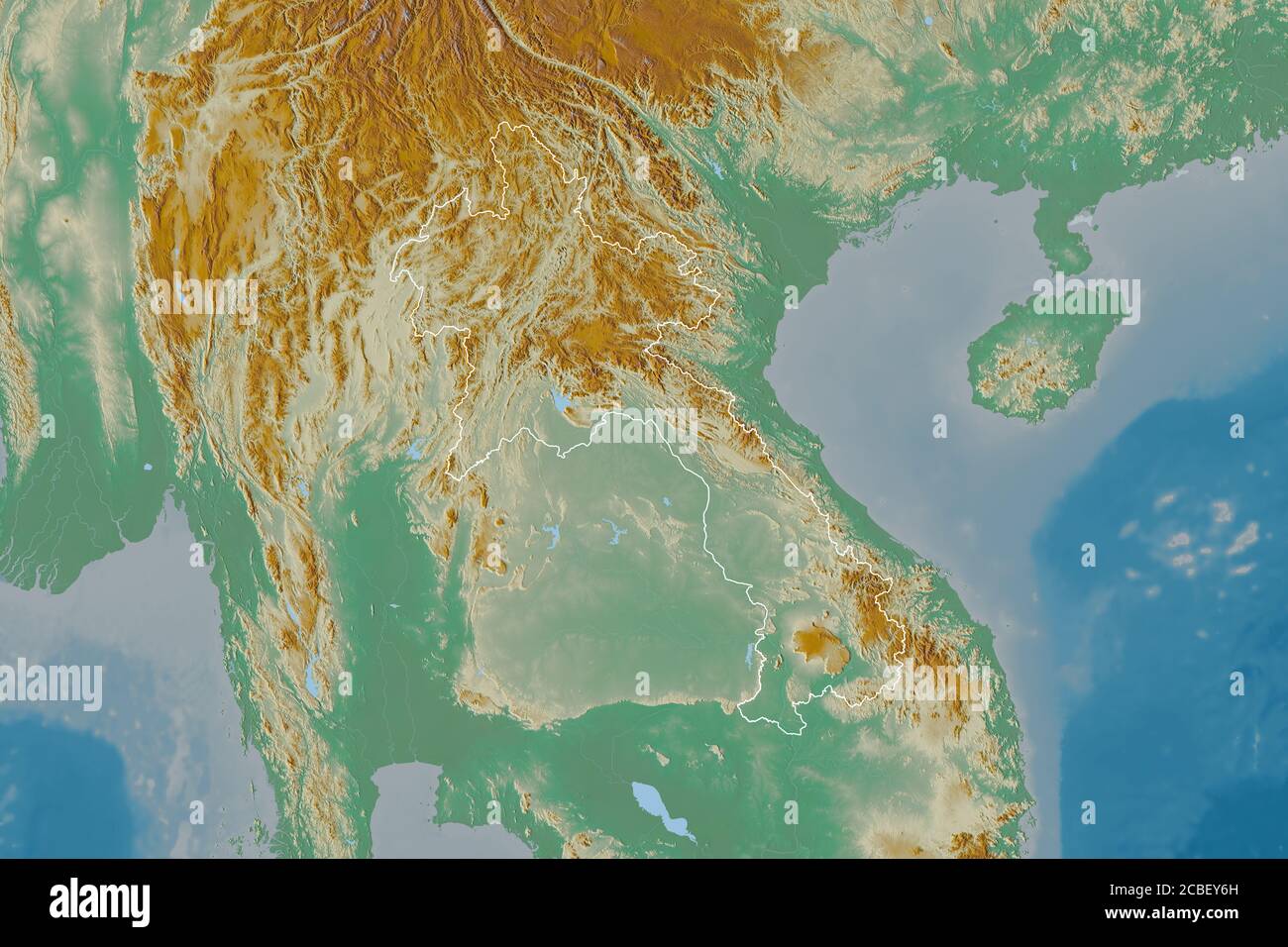 Mapa de relieve de laos Banque de photographies et d’images à haute ...