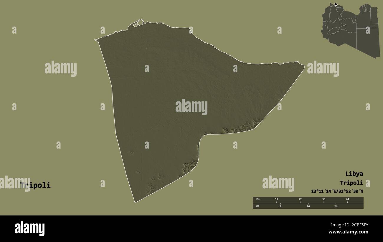 Forme de Tripoli, district de Libye, avec sa capitale isolée sur fond ...