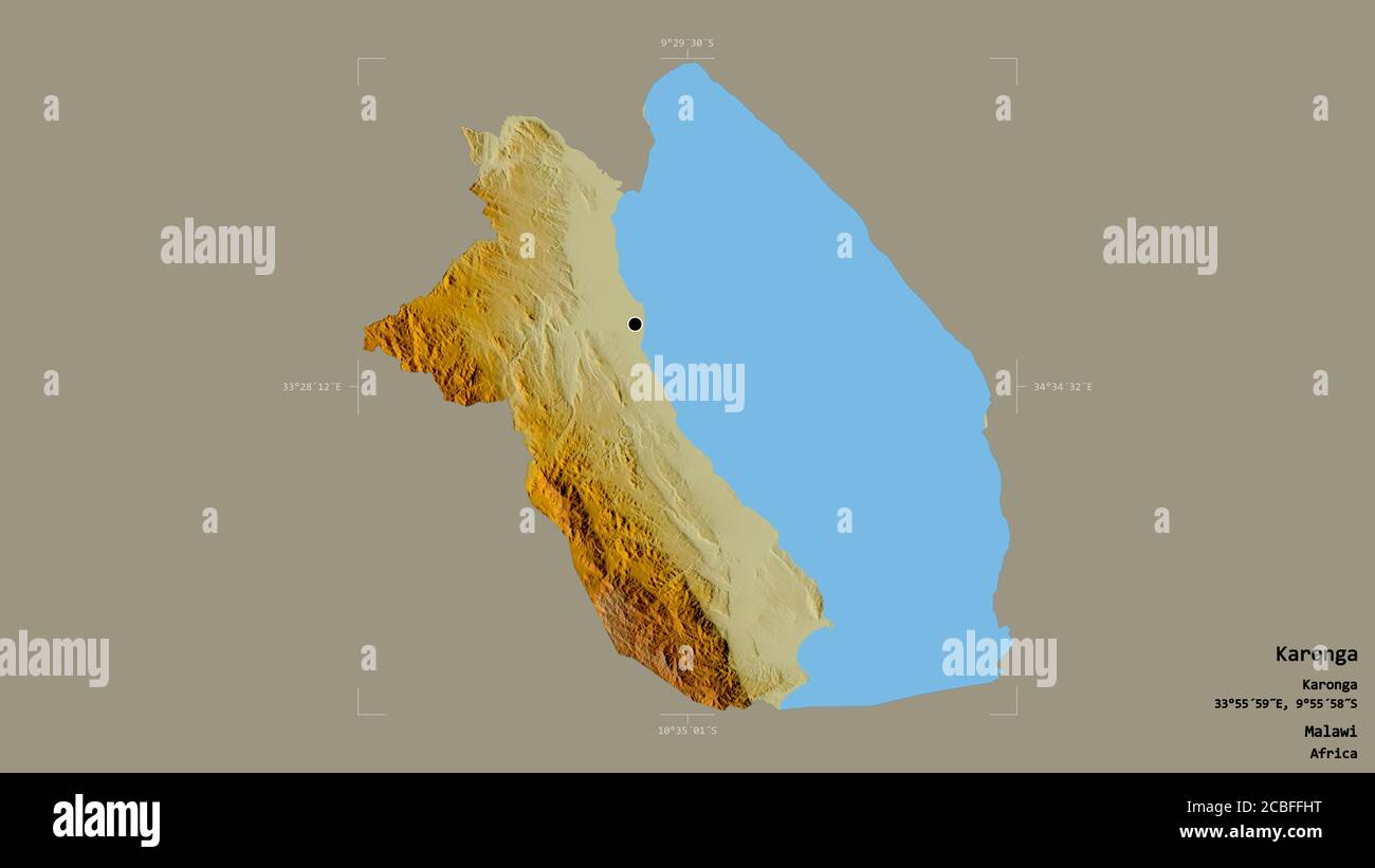 Région de Karonga, district du Malawi, isolée sur un fond solide dans ...