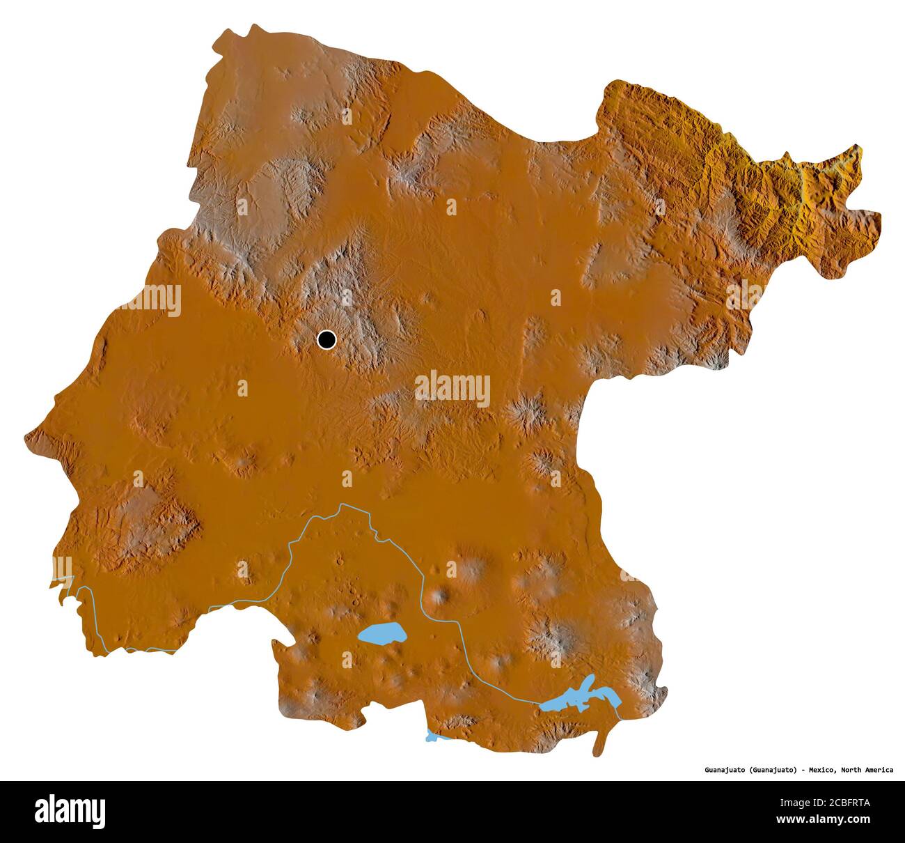 Forme de Guanajuato, État du Mexique, avec sa capitale isolée sur fond ...
