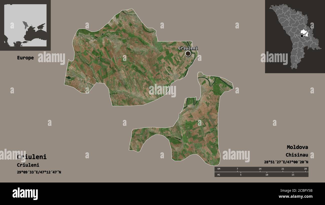 Forme de Criuleni, district de Moldova, et sa capitale. Echelle de ...