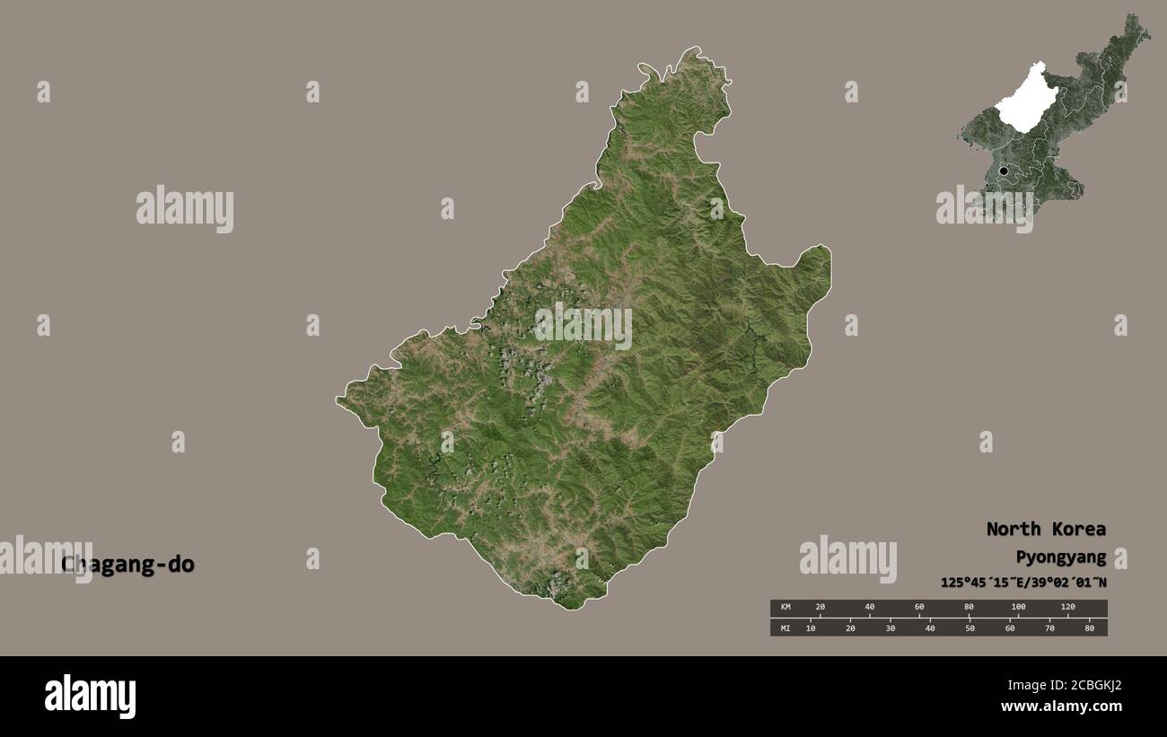 Forme de Chagang-do, province de Corée du Nord, avec sa capitale isolée ...