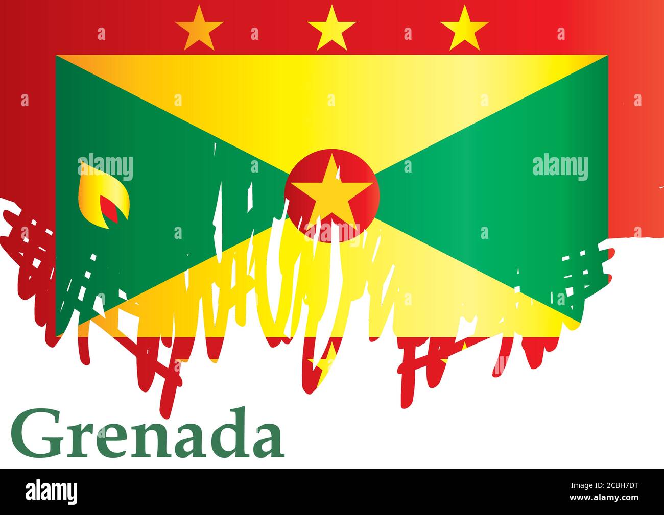 Drapeau de la Grenade, Grenade est un pays dans les Antilles, île d ...