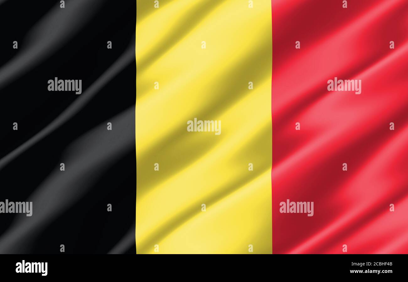 Motif drapeau ondulé en soie de Belgique. Illustration 3D de drapeau ...