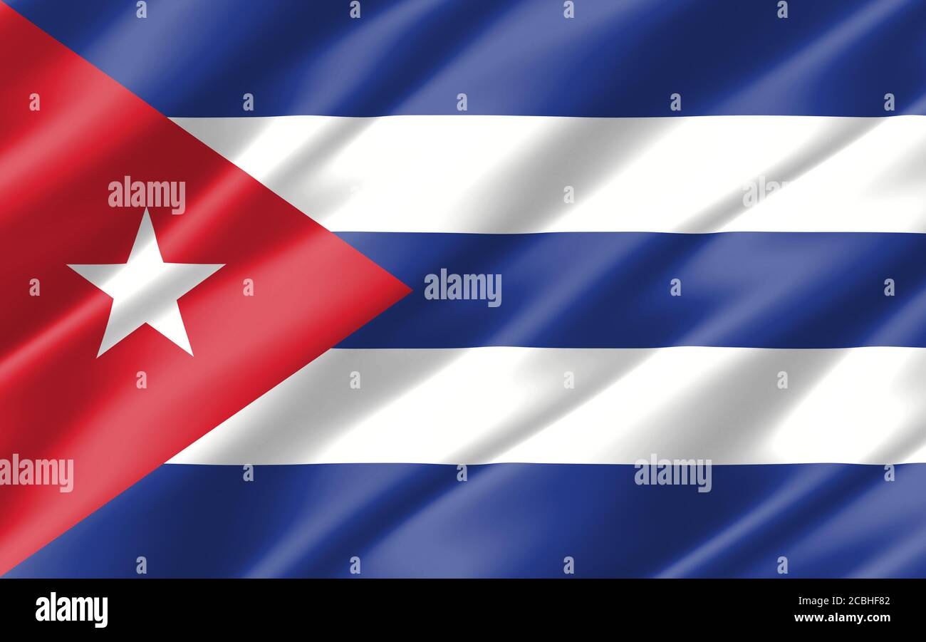 Motif drapeau ondulé en soie de Cuba. Illustration 3D du drapeau cubain ...