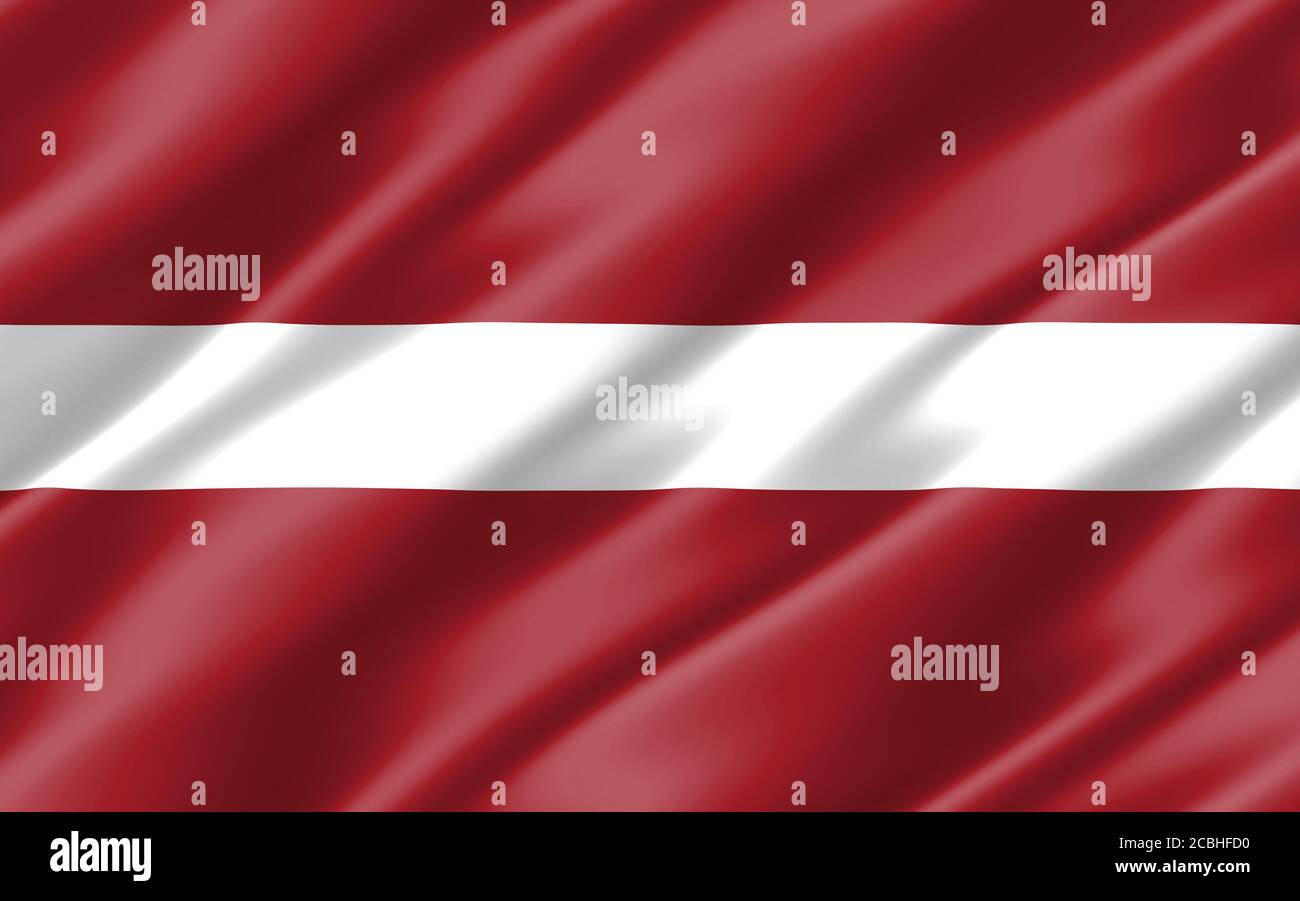 Motif drapeau ondulé en soie de Lettonie. Illustration 3D avec drapeau ...