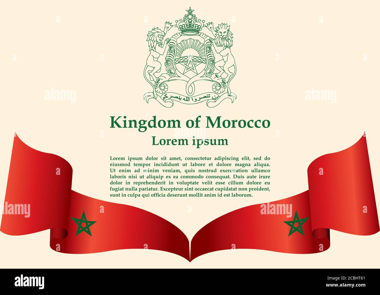 Drapeau du Maroc, Royaume du Maroc. Illustration vectorielle colorée et ...